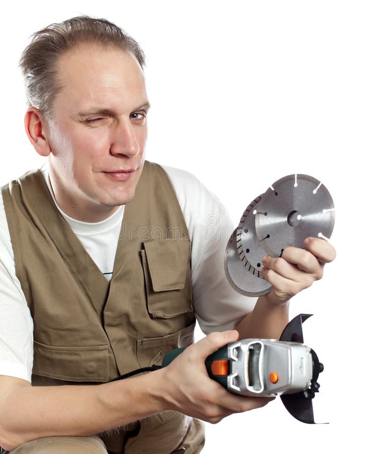 Half-length Portrait of the Man of the Builder in Green Working ...