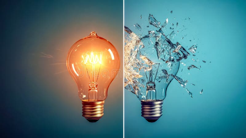 Light Bulb Exploding Showing Concept of Failure and Success Stock Image ...