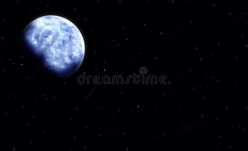 Illuminated Blue Moon Surrounded by Stars on Black Stock Image - Image ...