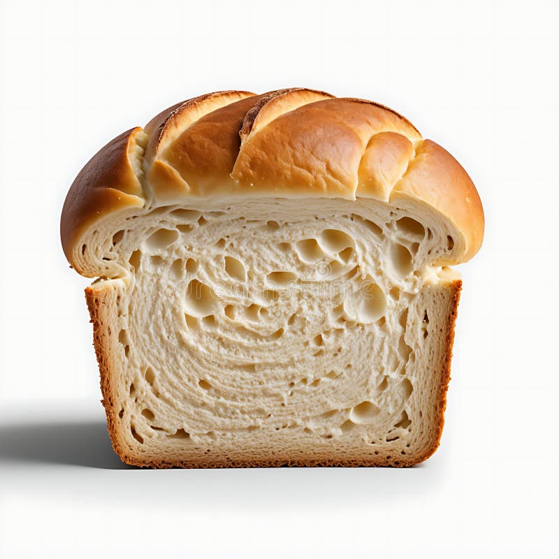 Half Loaf of Wheat Bread Isolated. Front View of Cut Bread Stock Image ...