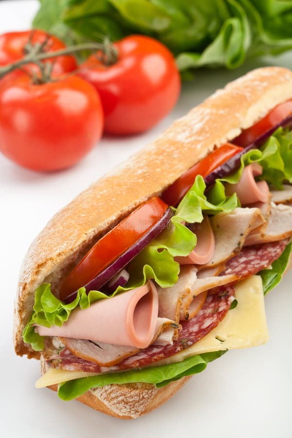 Half of Long Baguette Sandwich Stock Image - Image of meal, away: 8287881