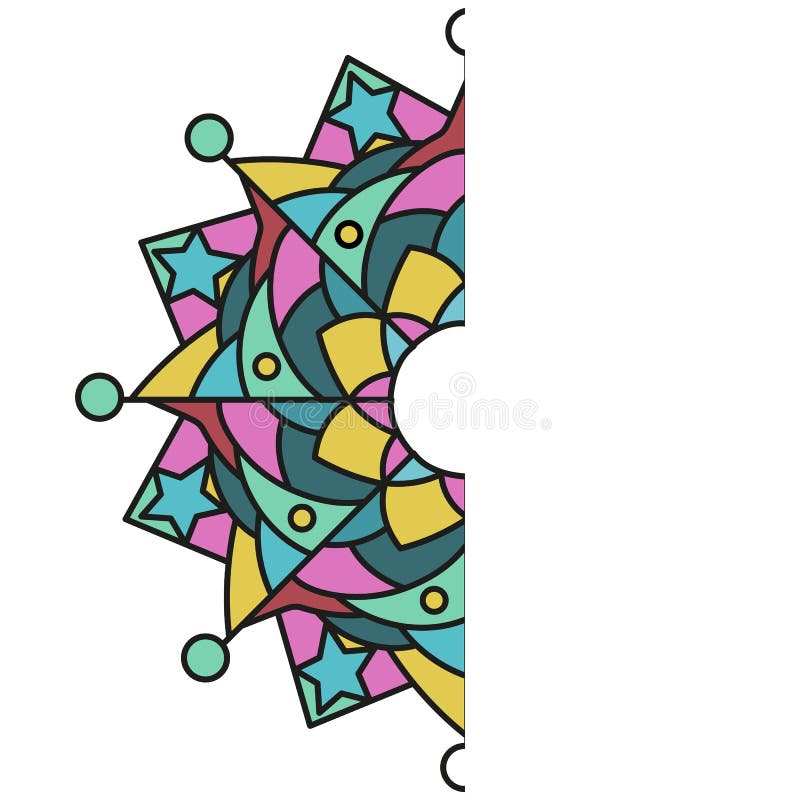 Mandala Half in Sketch Style on White Background. Stock Vector ...