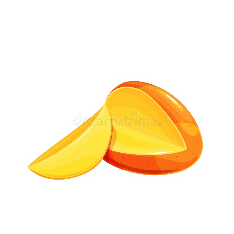 Half Mango with Leaf and Ripe Mango Pieces Stock Vector - Illustration ...