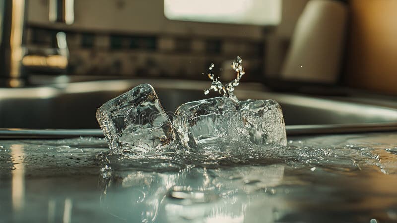 Half-melted Ice Cubes on Counter. Stock Photo - Image of cold ...