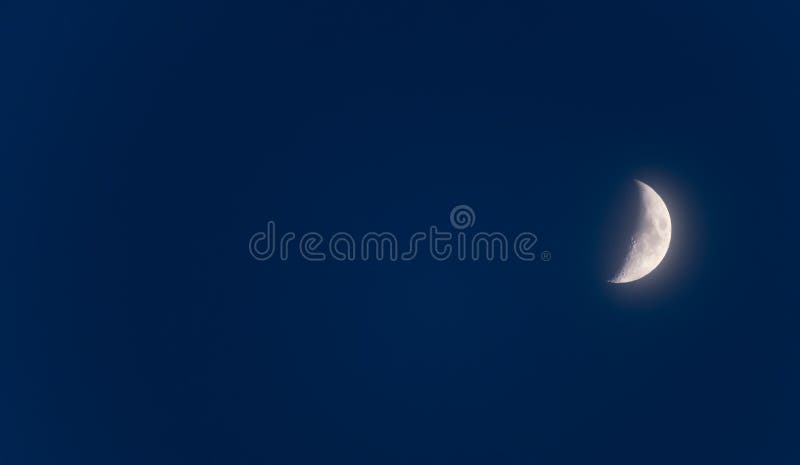 Half Moon Against a Dark Blue Sky. Stock Image - Image of bedtime ...