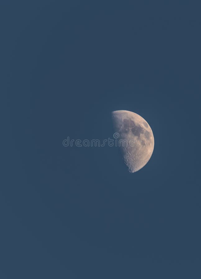 Moon on Blue Sky in Summer Evening Stock Image - Image of dramatic ...