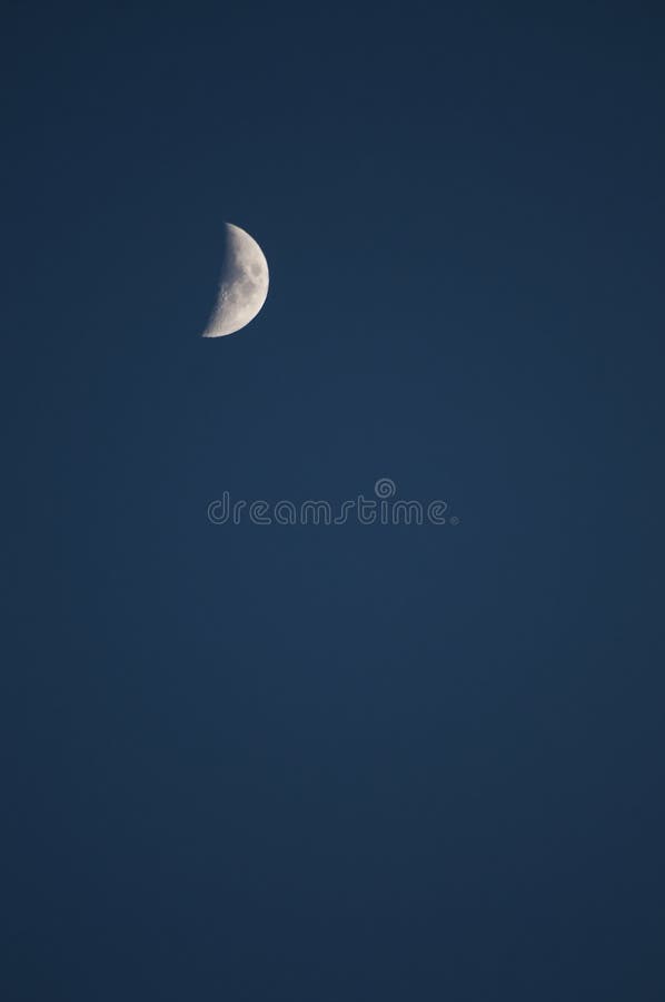 Half Moon On A Blue Evening Sky Stock Image - Image of moonlight, face ...