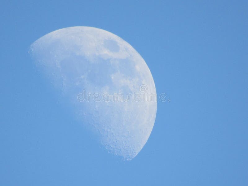 Half Moon in Blue Sky stock image. Image of moon, outside - 55881891