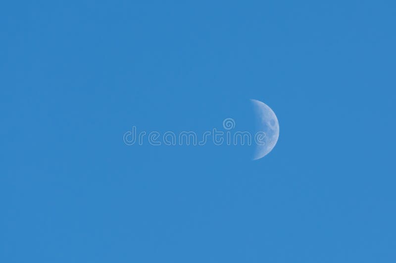 Half moon in blue sky stock photo. Image of phase, satellite - 361583382