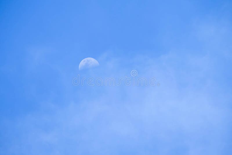Half moon in the blue sky stock image. Image of nature - 106007821