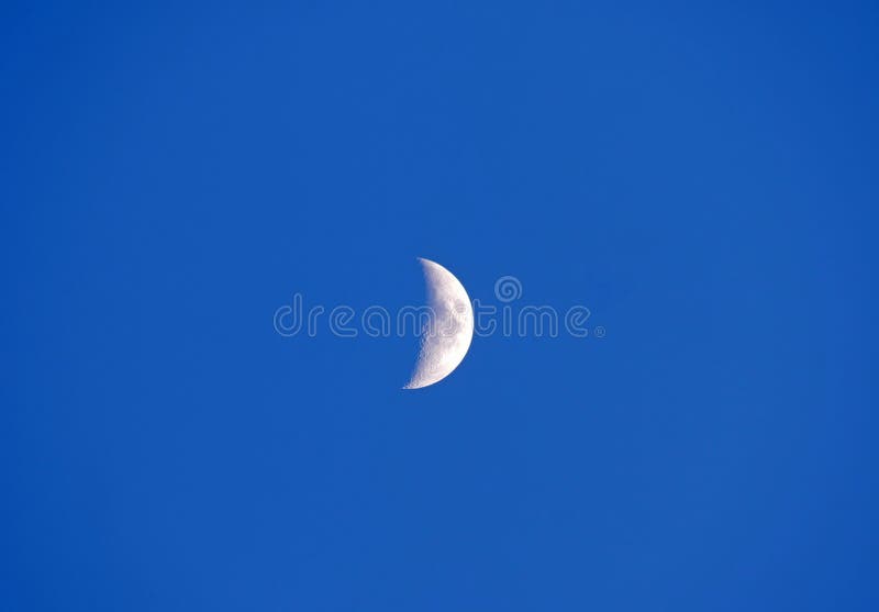 Half moon at blue sky stock image. Image of telescope - 204533517