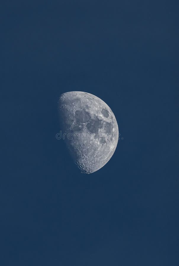 Half Moon in the Blue Sky, Vertical, Background Editorial Stock Photo ...