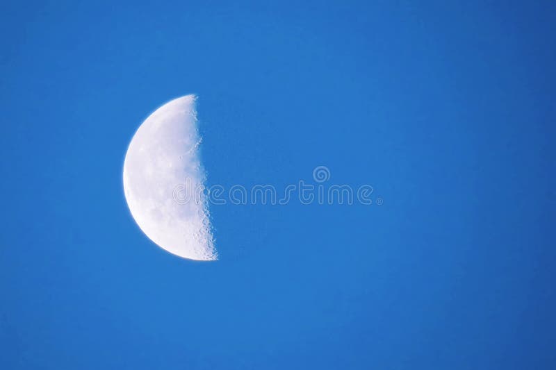 Half Moon in a Clear Blue Sky. Stock Image - Image of brightness, high ...