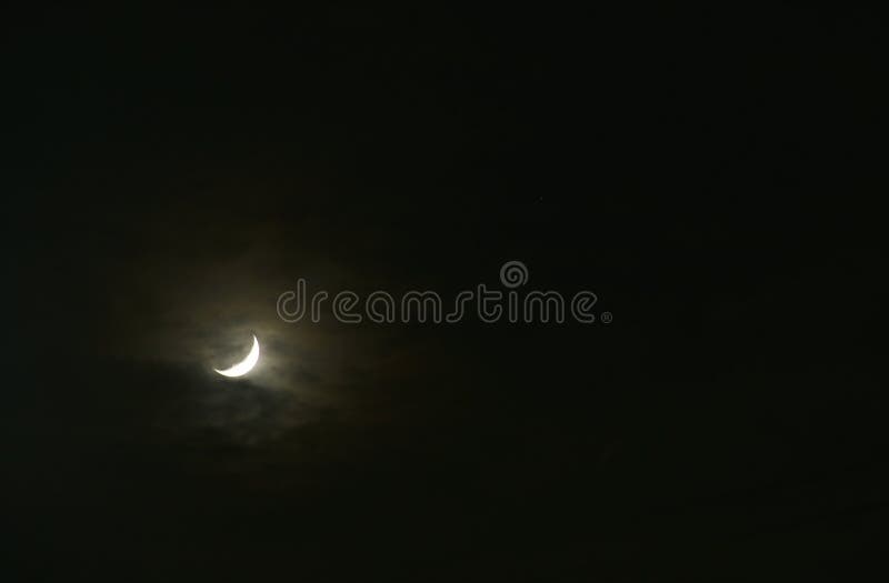 Half Moon Cover by Spreading Cloud in Night Stock Image - Image of ...