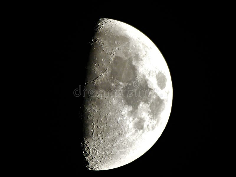 Half Moon with craters stock image. Image of astronomy - 294428119