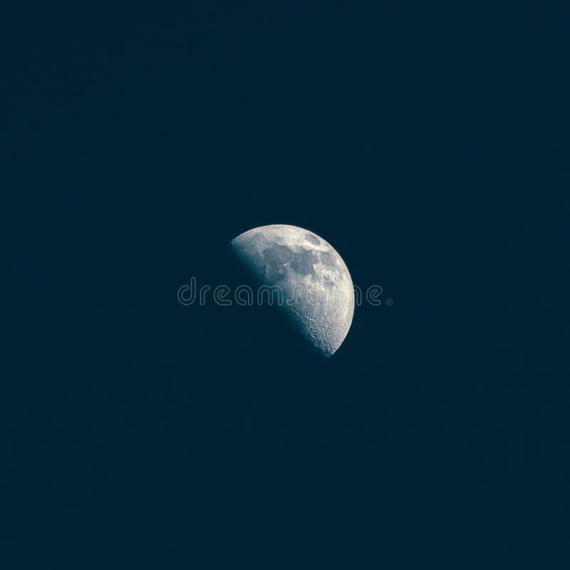Half Moon Cropped Square in Blue Stock Photo - Image of moon, closeup ...