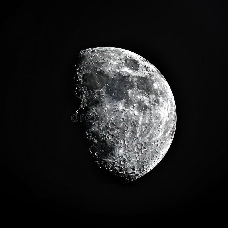 Half Moon in Dark Night Sky. Generative Ai Stock Illustration ...