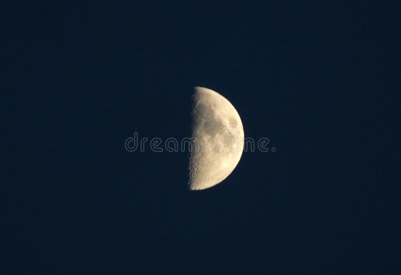 Half Moon in a Dark Sky with Details of Craters Stock Photo - Image of ...