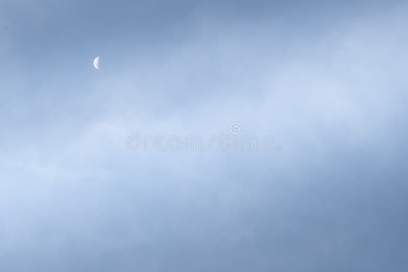 Half-moon during the Day, Cloudy Blue Sky Stock Image - Image of blue ...