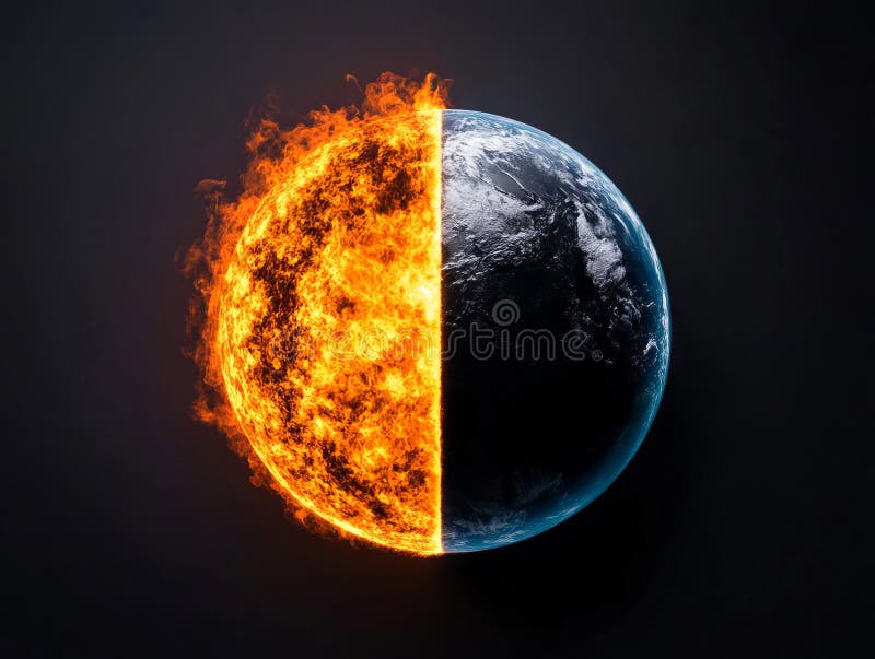 A Half-moon with a Fire and Ice on Top of it Stock Image - Image of ...
