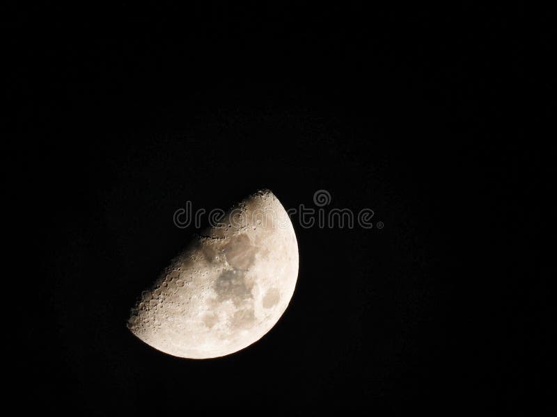 Moon First Quarter Phase, View from Northern Hemisphere Stock Image ...