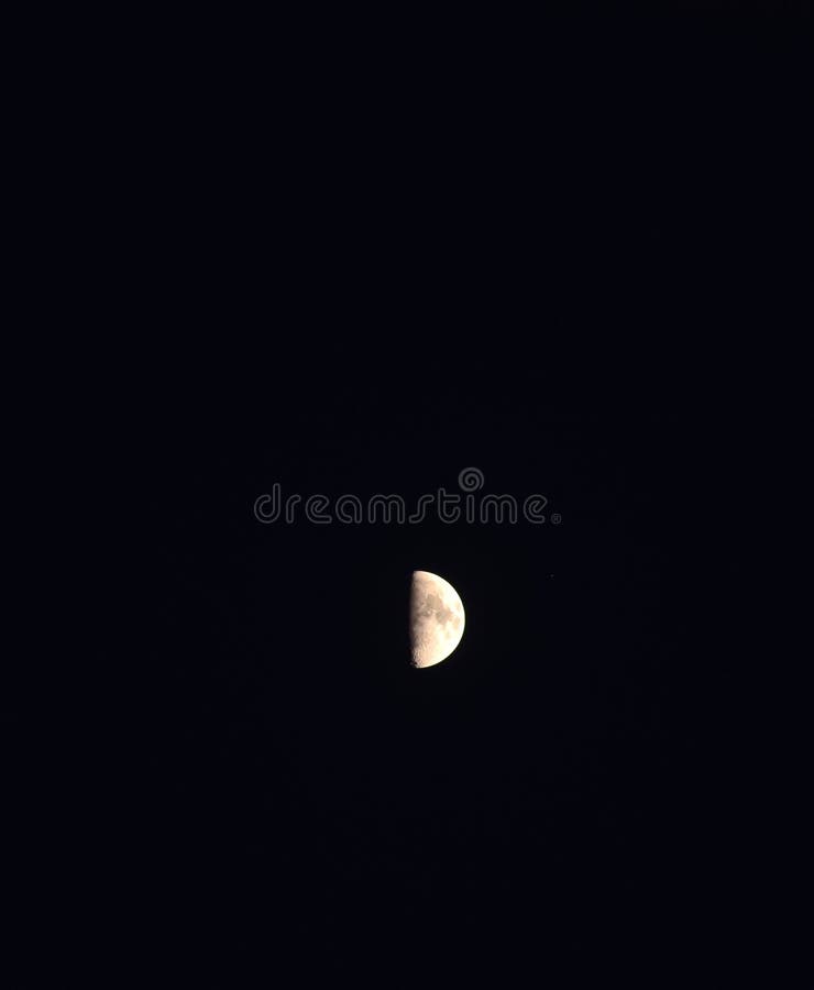 Half Moon Floating on Dark Sky in Night Stock Image - Image of ...