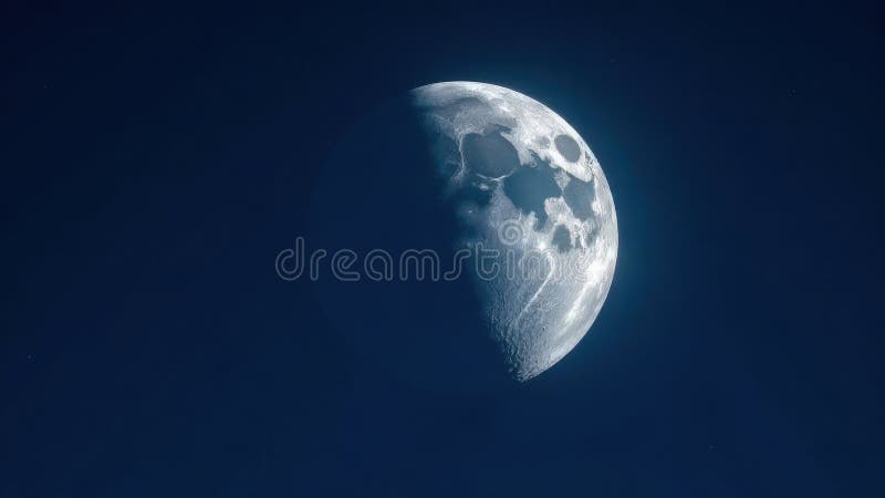 Half-moon Illuminated in a Deep Night Sky. Astronomy and Celestial ...