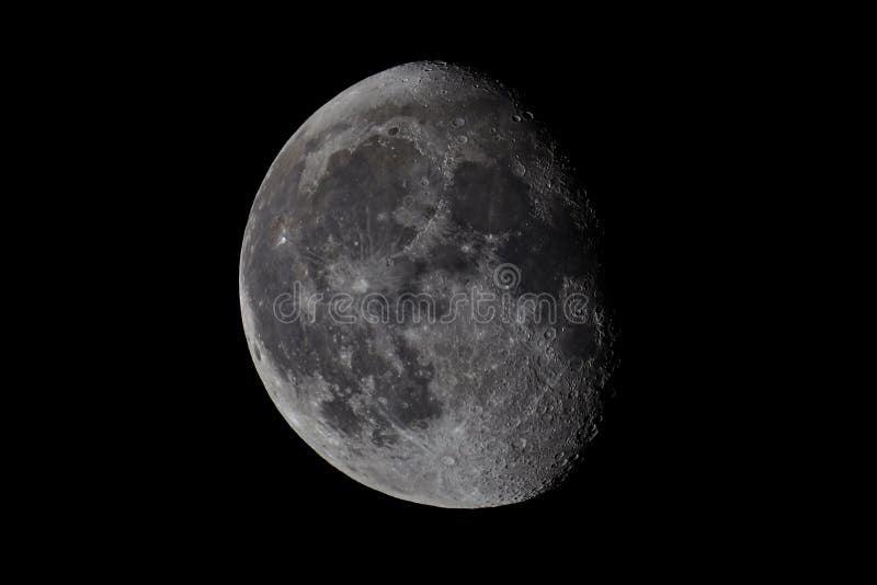 Half Moon in the Middle of Its Way on the Clear Sky. Stock Image ...