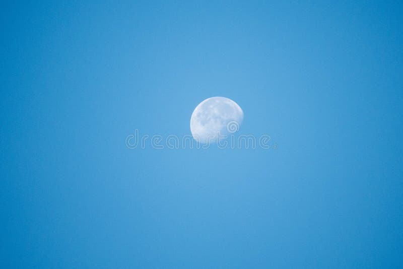 Half Moon in Morning with Clear Blue Sky Stock Image - Image of nature ...