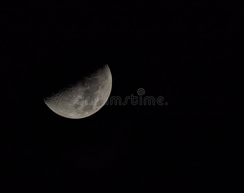 Half Moon at Night in Dark Sky Stock Image - Image of astronomy, space ...