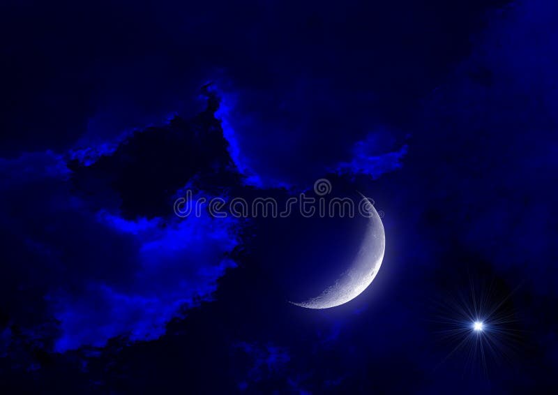 Half moon in the night sky stock photo. Image of bright - 29103340