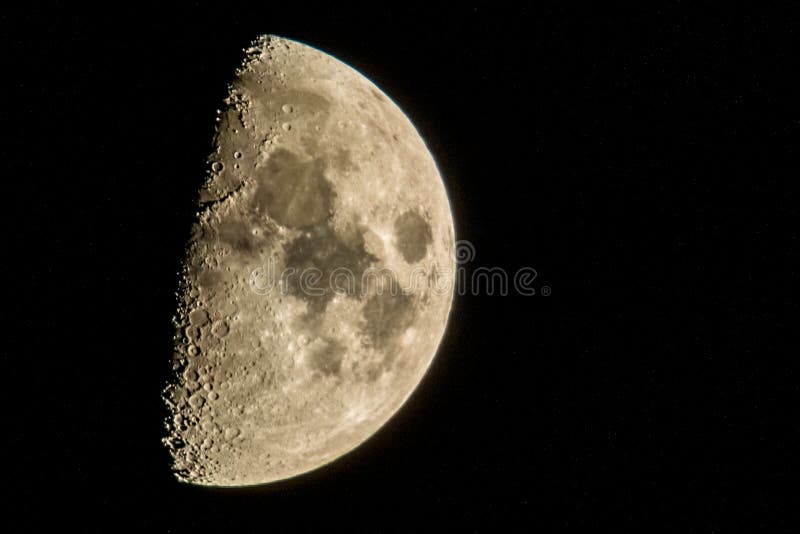 Half Moon in the Night Sky in December Stock Image - Image of globe ...