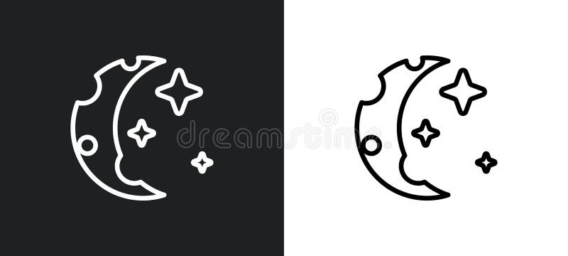 Half Moon Outline Icon in White and Black Colors. Half Moon Flat Vector ...