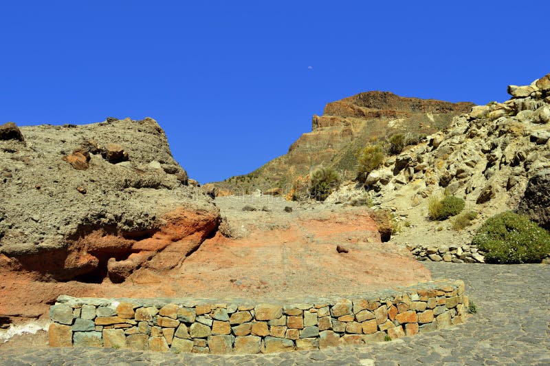 Half Moon Over Mount Teide National Park Stock Image - Image of blue ...