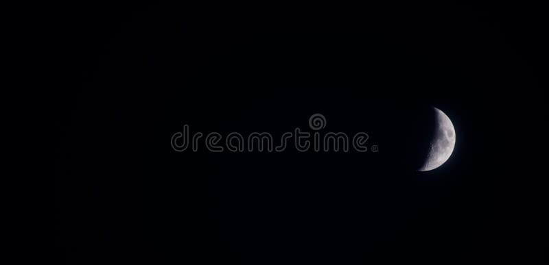 Half Moon Against a Dark Night Sky. Stock Photo - Image of dusk, dreams ...