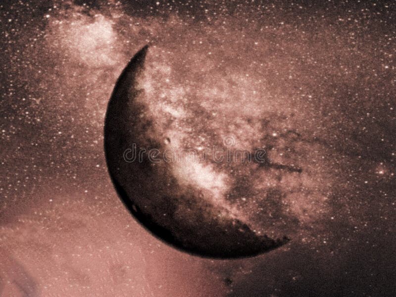 Half Blue Moon in Space stock image. Image of stars - 169752653