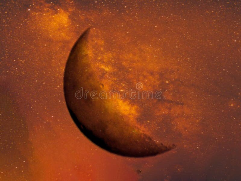 Half Blue Moon in Space stock image. Image of stars - 169752653