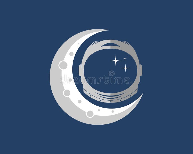 Half Moon with Space Helmet Inside Stock Illustration - Illustration of ...