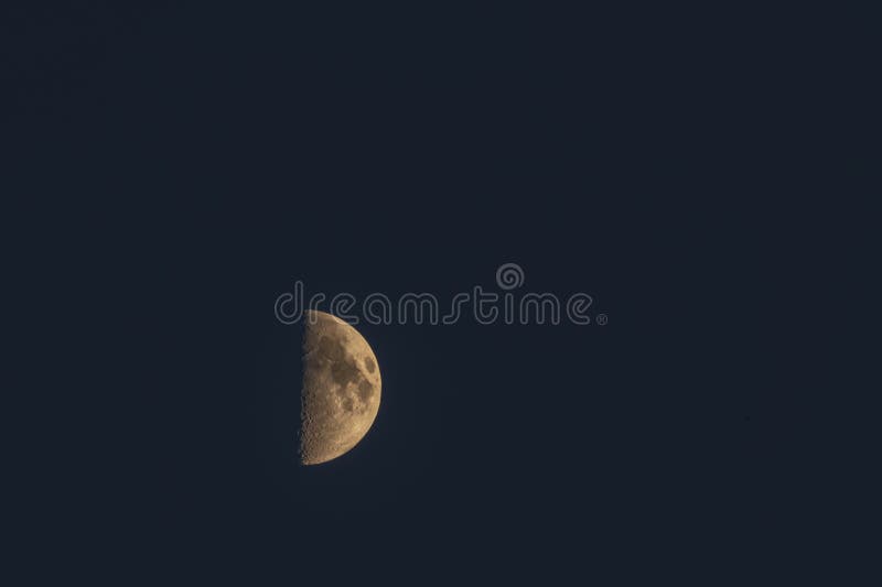 Moon on Blue Sky in Summer Evening Stock Image - Image of dramatic ...