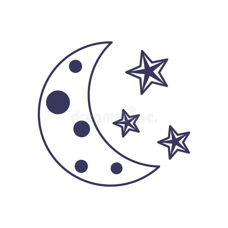 Half Moon Star Astrology Line Image Stock Vector - Illustration of ...