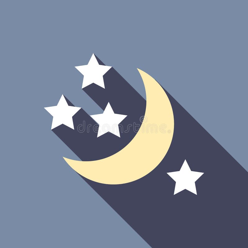 Half Moon and Stars Icon, Flat Style Stock Vector - Illustration of ...