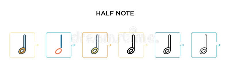 Half Note Vector Icon in 6 Different Modern Styles. Black, Two Colored ...