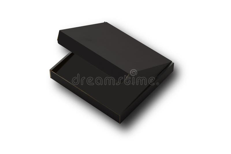 Half Open Black Pizza Box Packaging Mockup. Stock Illustration ...