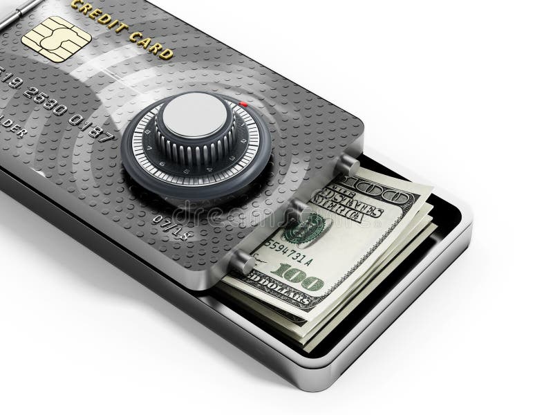 Half Open Credit Card Shaped Steel Safe. 3D Illustration Stock ...