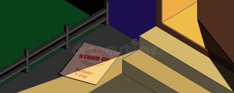 Half Open Door into Bar with Stand Up Show. Announcement about Event on ...