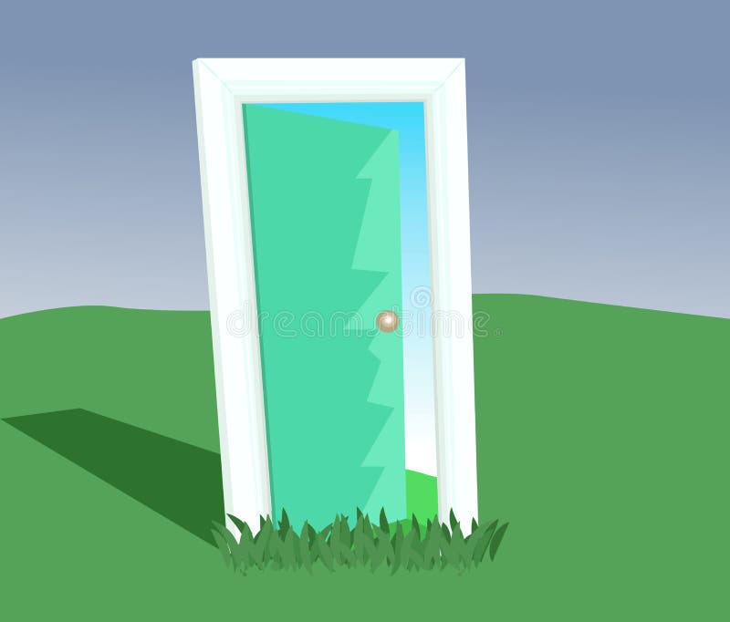 Half-open Door on the Meadow Stock Vector - Illustration of open ...