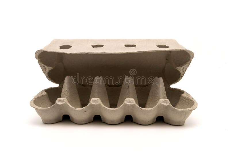 Half Open Empty Egg Box for Ten Eggs, Isolated on White with Copy Space ...