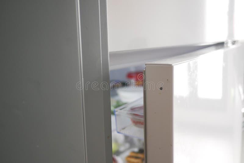 Half Open Fridge with Food and Vegetables , Stock Photo - Image of ...