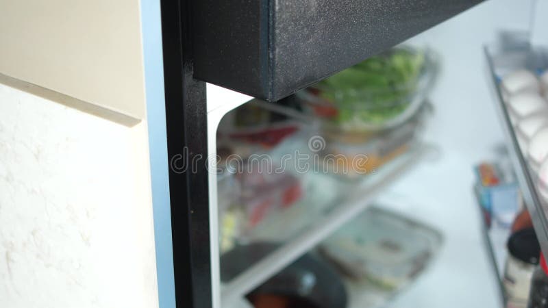 Half Open Fridge with Food and Vegetables , Stock Video - Video of cool ...