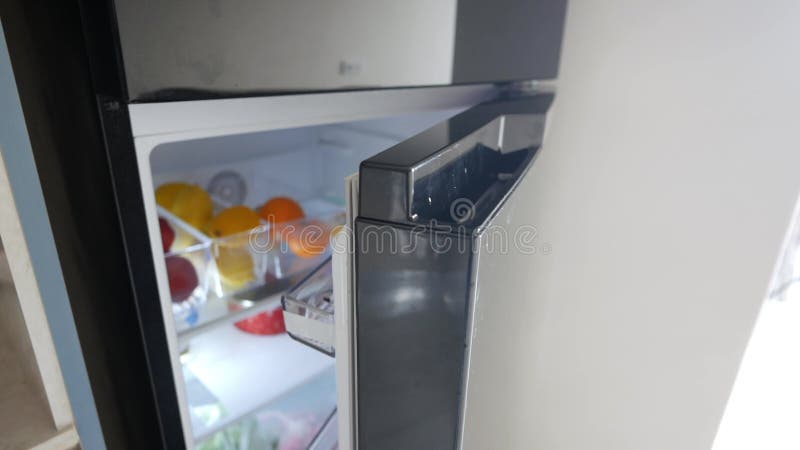 Half Open Fridge with Food and Vegetables , Stock Footage - Video of ...